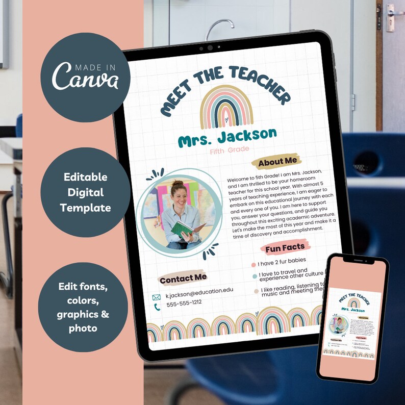 Back to School Letter, Meet the Teacher Editable Template, Boho Rainbow ...