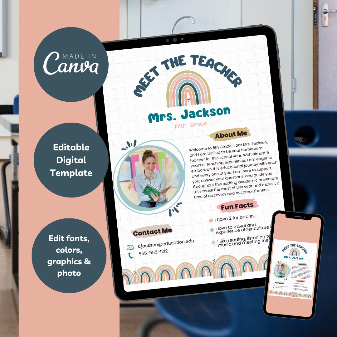 Back to School Letter, Meet the Teacher Editable Template, Boho Rainbow ...