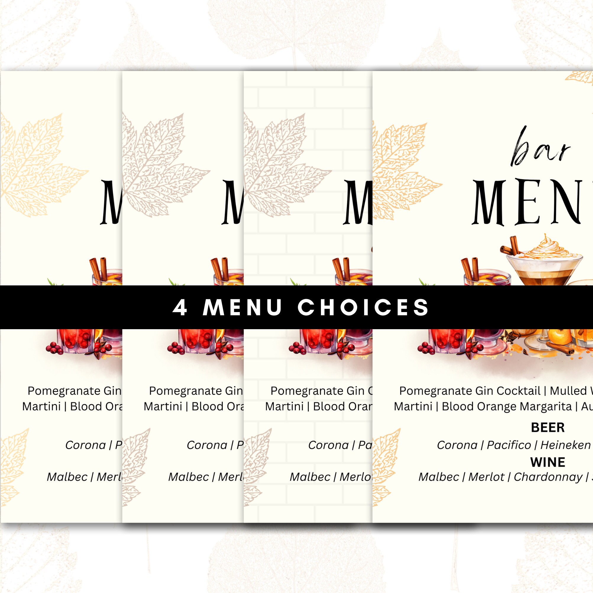 Editable Fall Signature Drinks Sign, Autumn Signature Cocktails ...