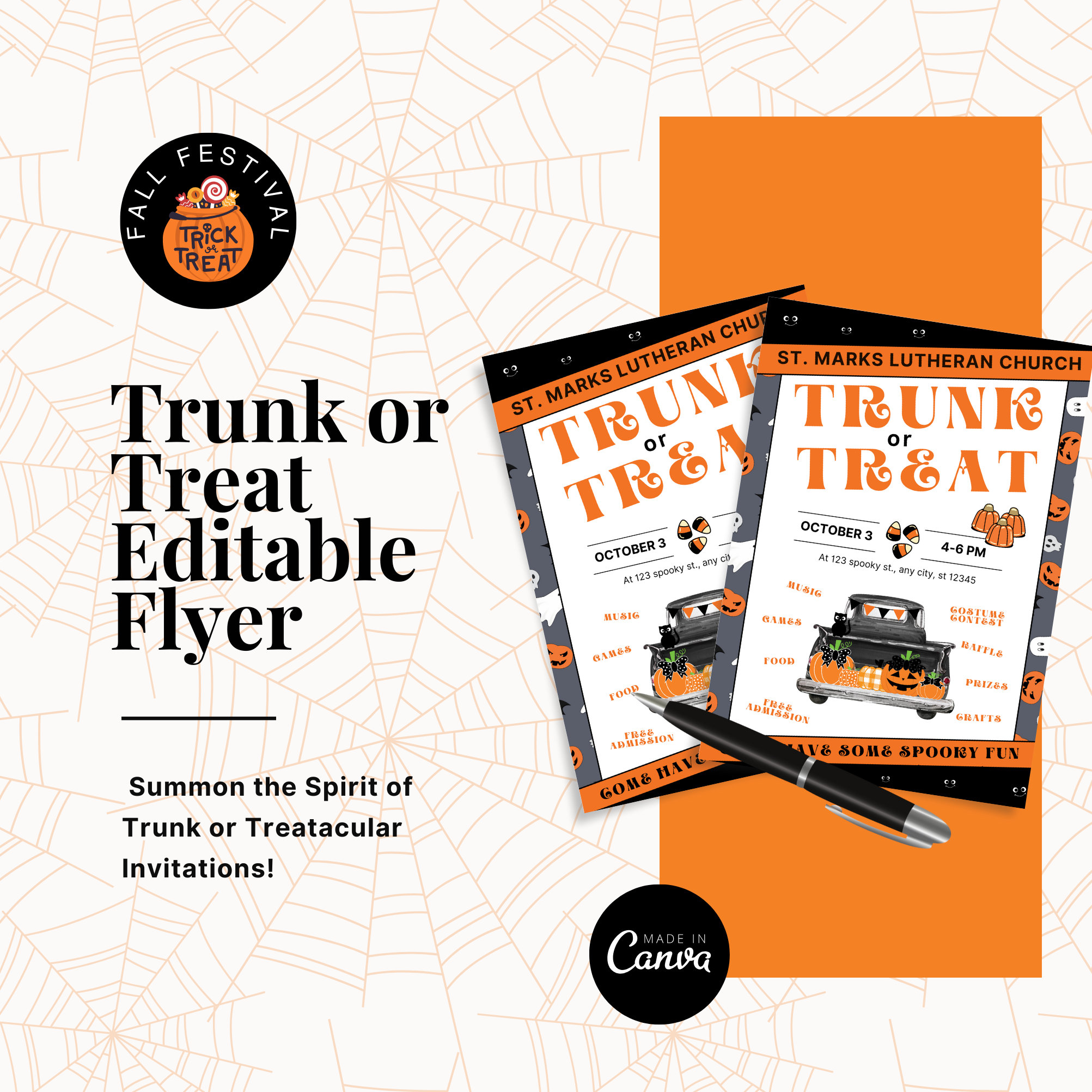 Printable Halloween Trunk or Treat Invitation, Template Halloween Party ...