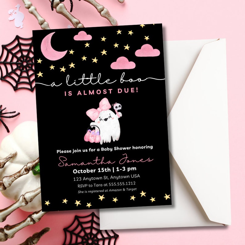 Editable A Little Boo is Due Invitation Halloween Baby Shower - Etsy
