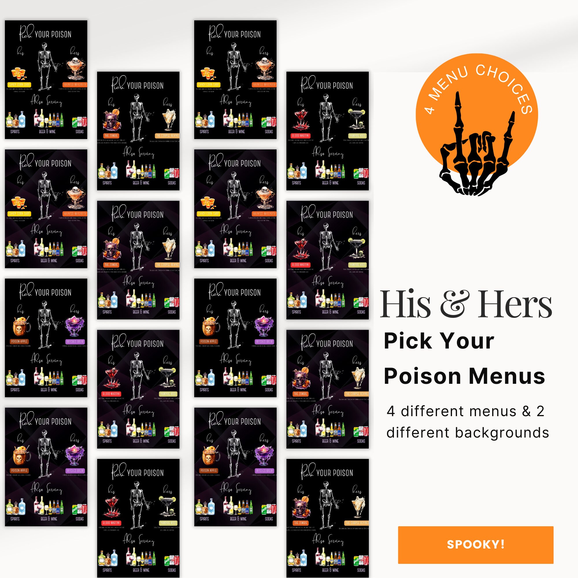 Editable Pick Your Poison Menu Template for Canva Pick Your - Etsy