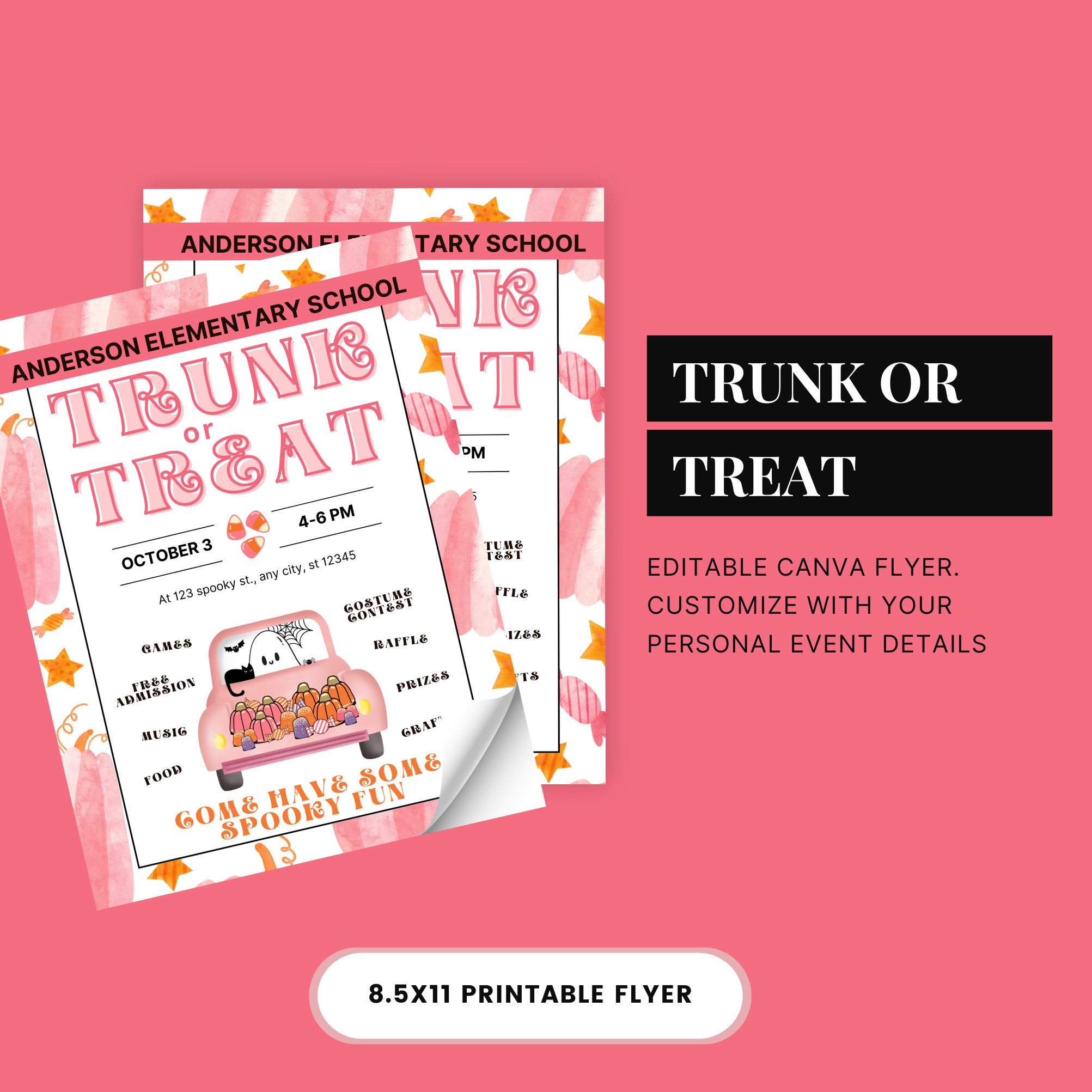 Editable PTO Trunk or Treat Flyer Halloween Trunk or Treat - Etsy