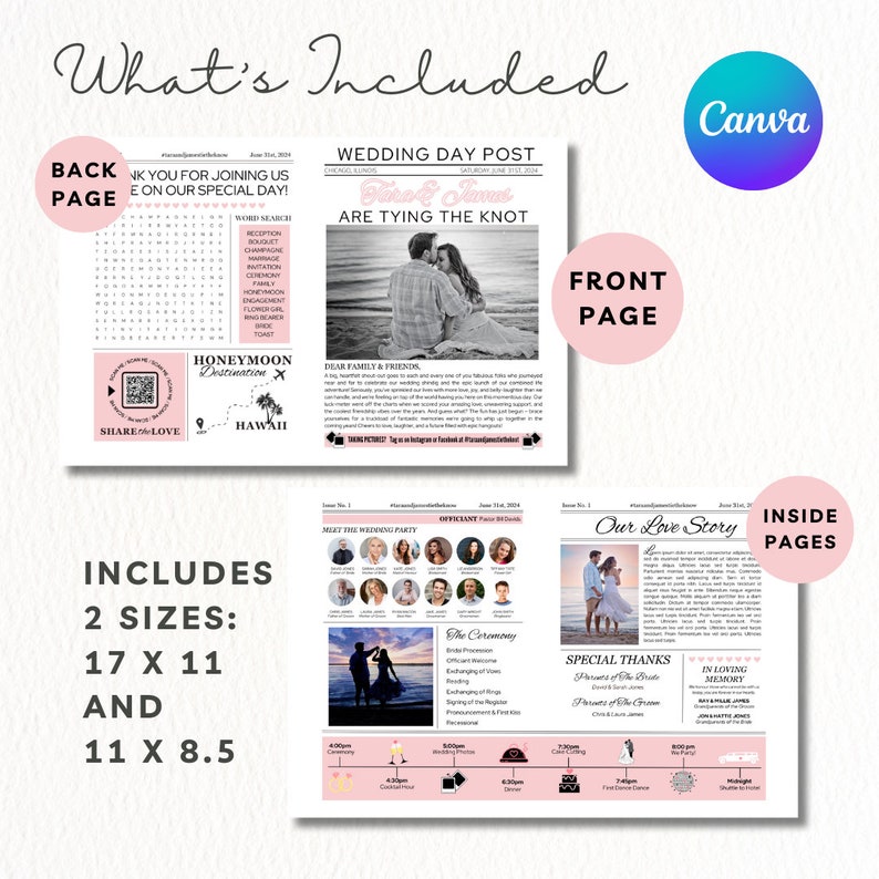 Newspaper Wedding Program Template Wedding Games Printable - Etsy Newspaper Wedding Program Template Wedding Games Printable - Etsy