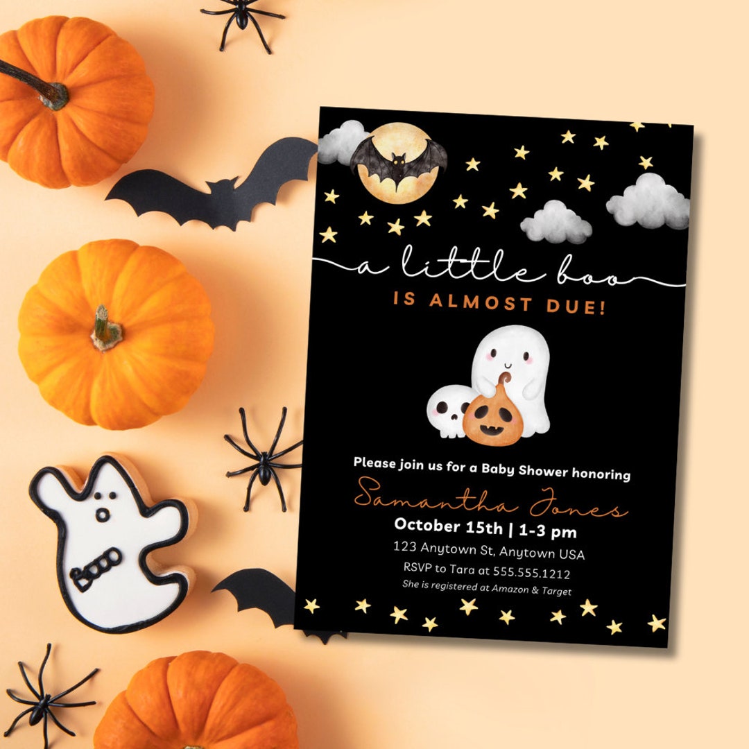 Editable Baby Boy A Little Boo is Due Invitation, Shower Invite Digital ...