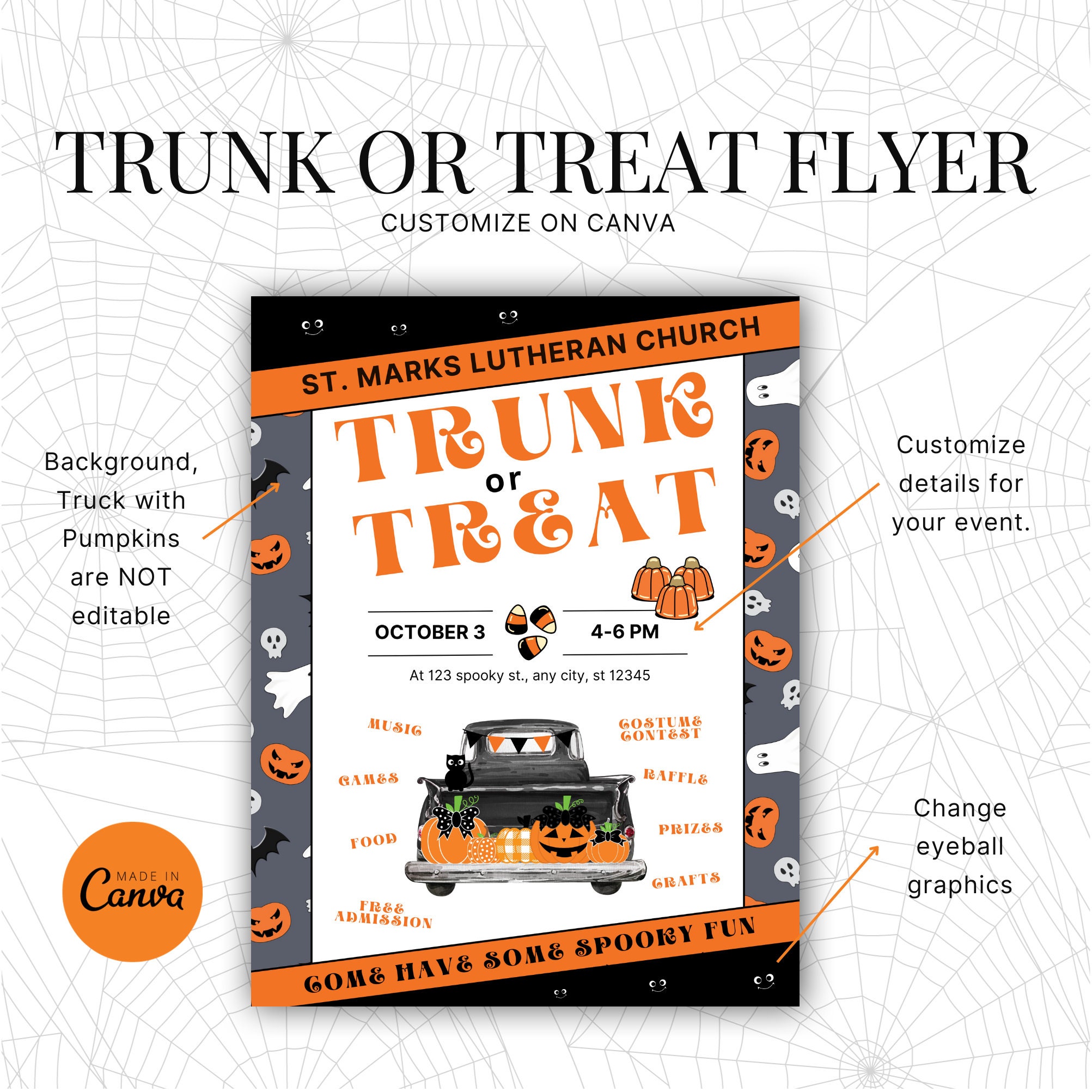 Printable Halloween Trunk or Treat Invitation, Template Halloween Party ...