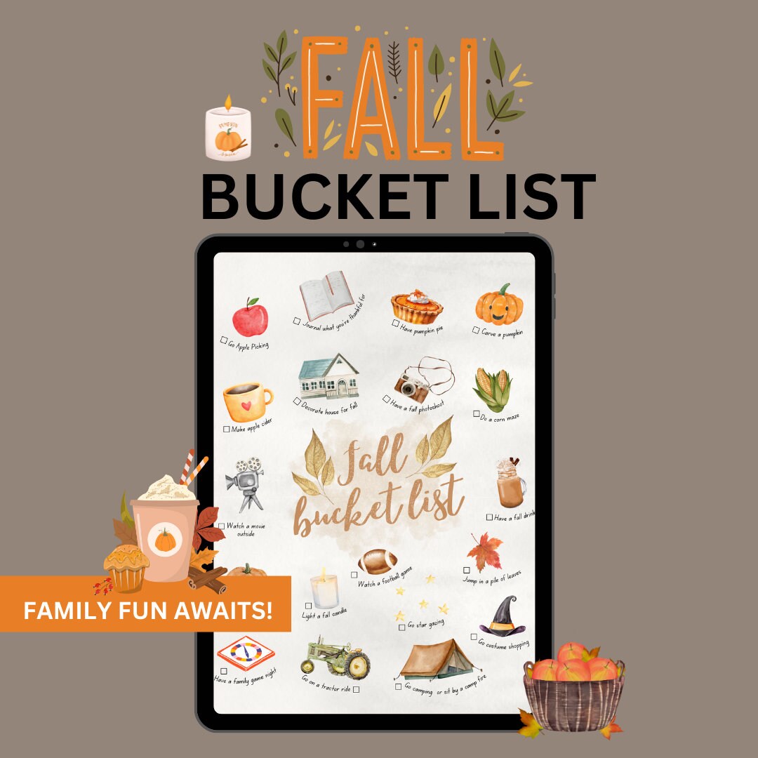 Fall Family Bucket List Printable Fall Checklist - Etsy