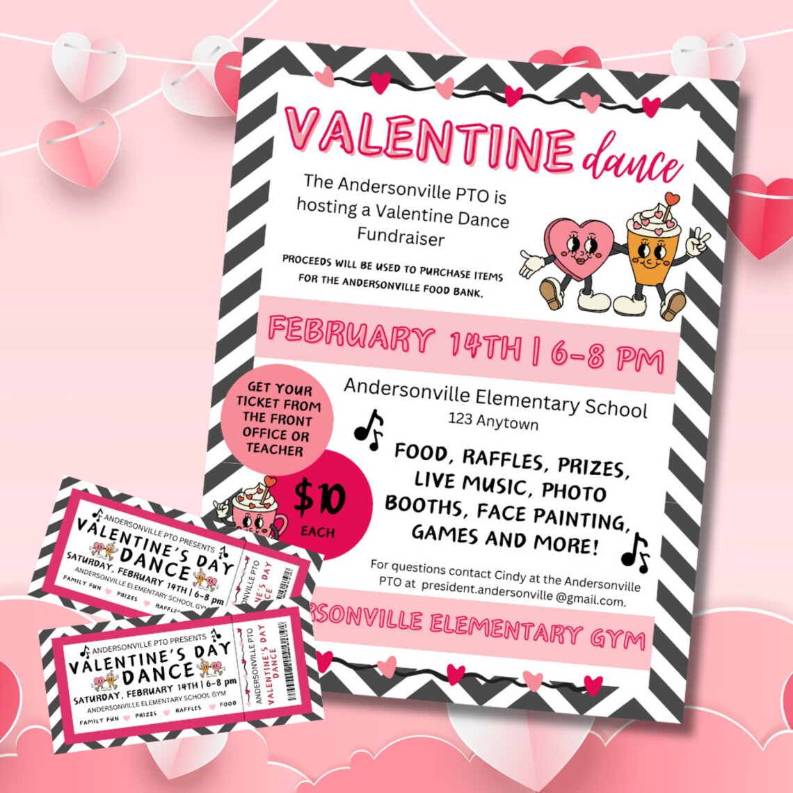 Valentine's Day Dance Flyer Editable Template, Valentines School Dance ...