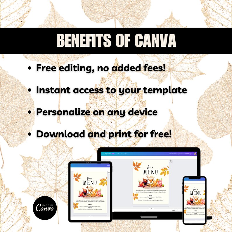 Editable Fall Signature Drinks Sign Autumn Signature - Etsy