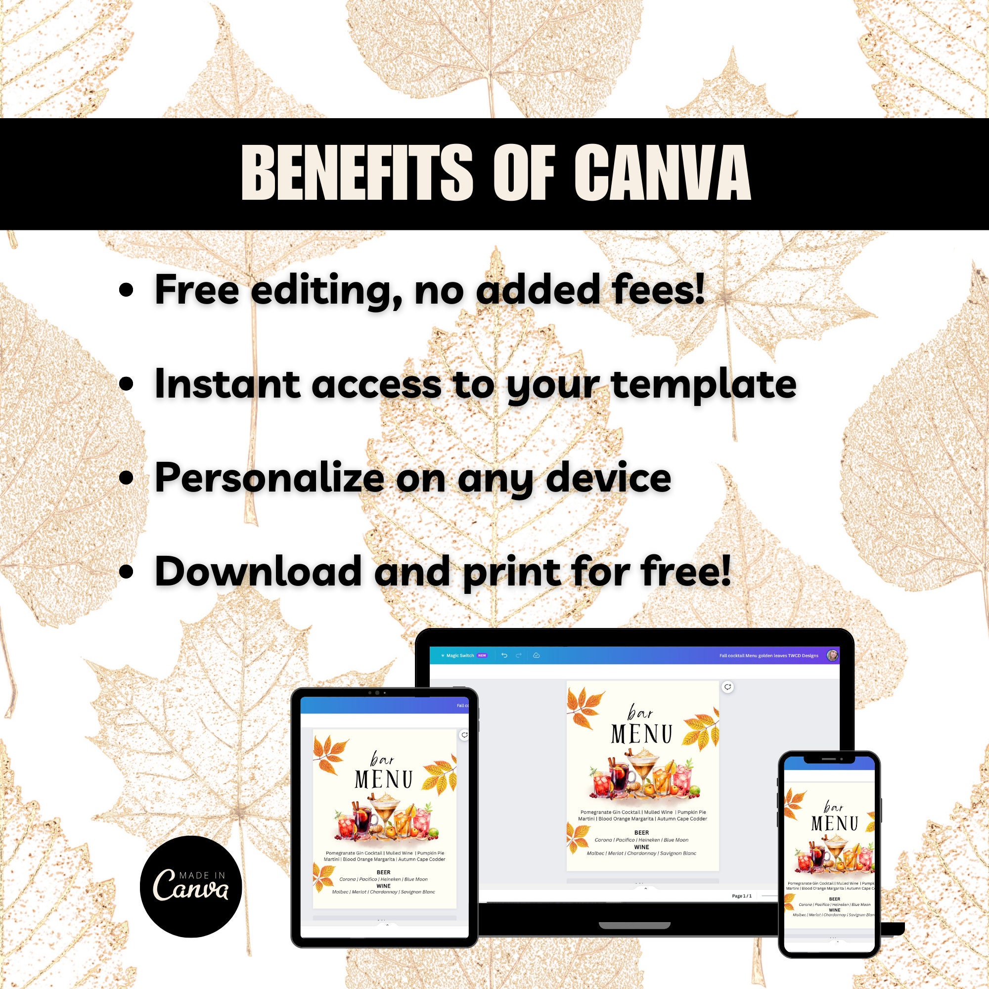 Editable Fall Signature Drinks Sign Autumn Signature - Etsy