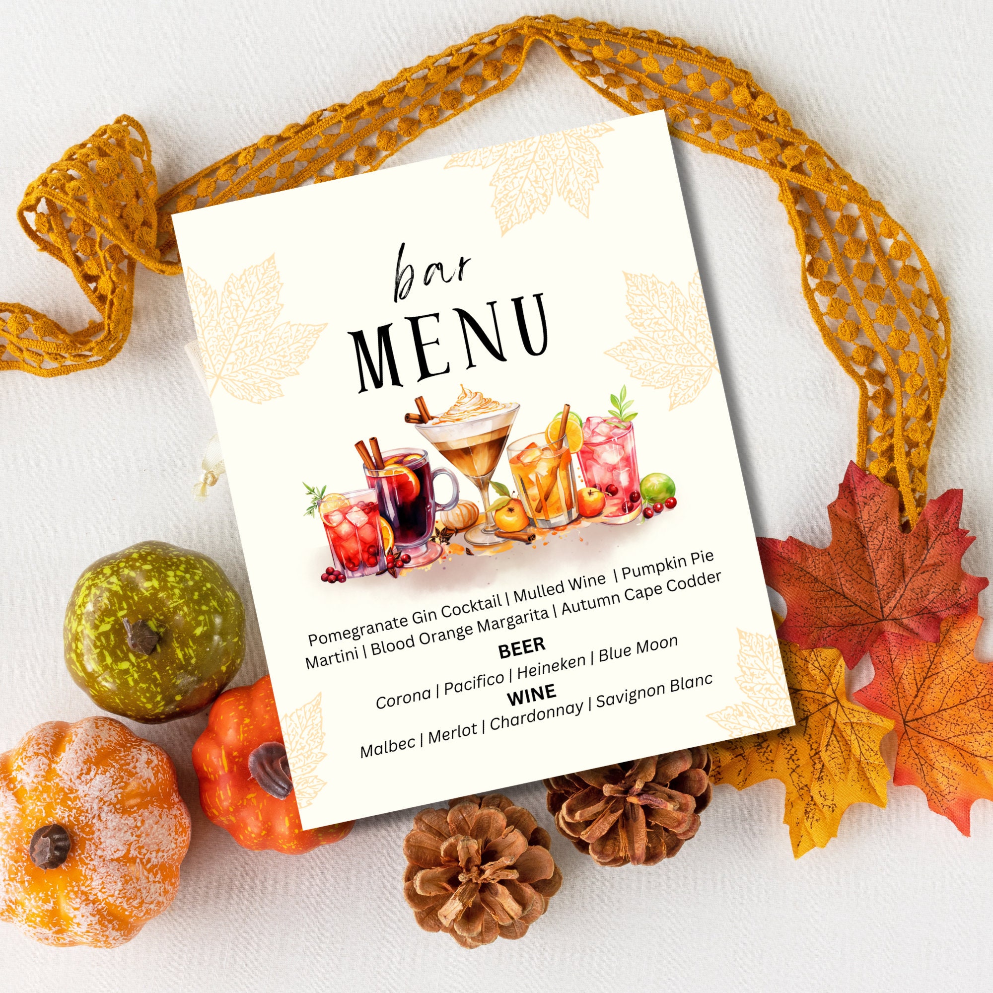 Editable Fall Signature Drinks Sign, Autumn Signature Cocktails ...