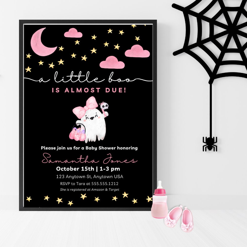 Editable A Little Boo is Due Invitation Halloween Baby Shower - Etsy