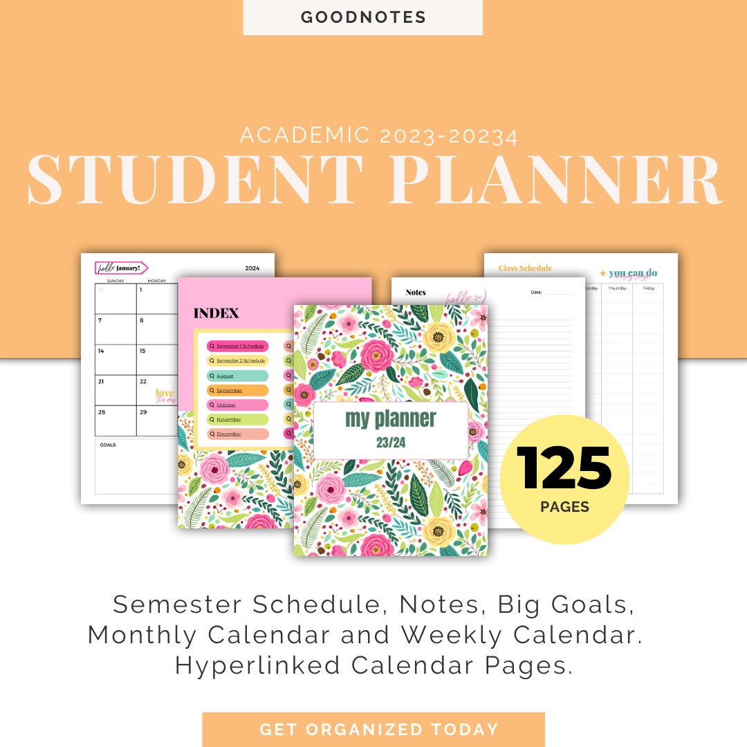 Academic Planner 2023-2024 Student Planner Goodnotes - Etsy