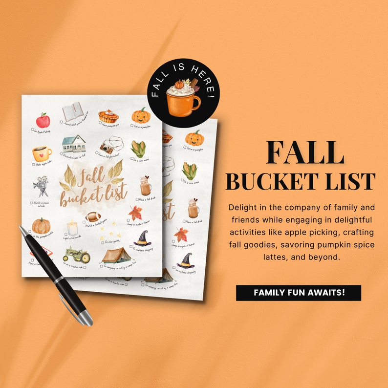 Fall Family Bucket List Printable Fall Checklist - Etsy