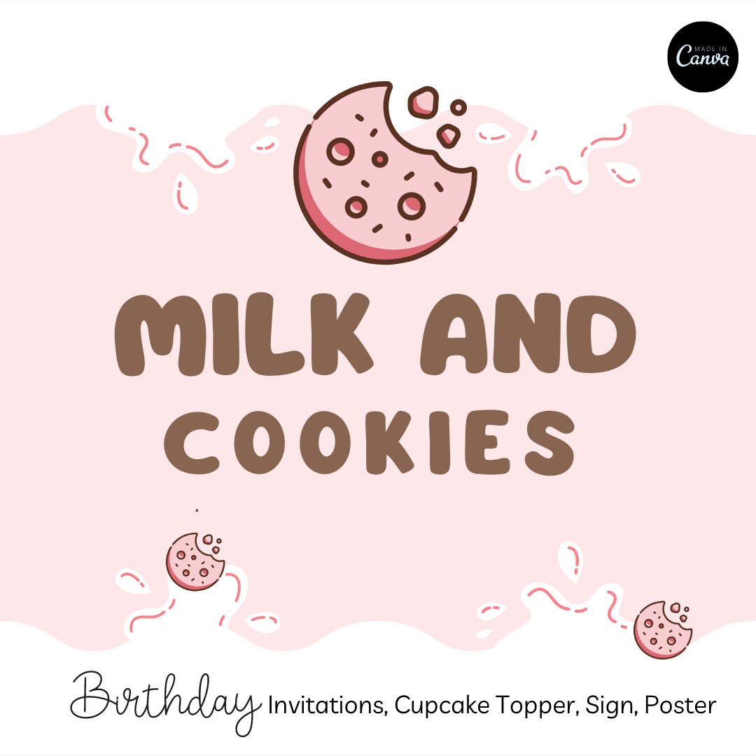 Milk and Cookies Birthday Invitation, Milk and Cookies Party Invitation ...