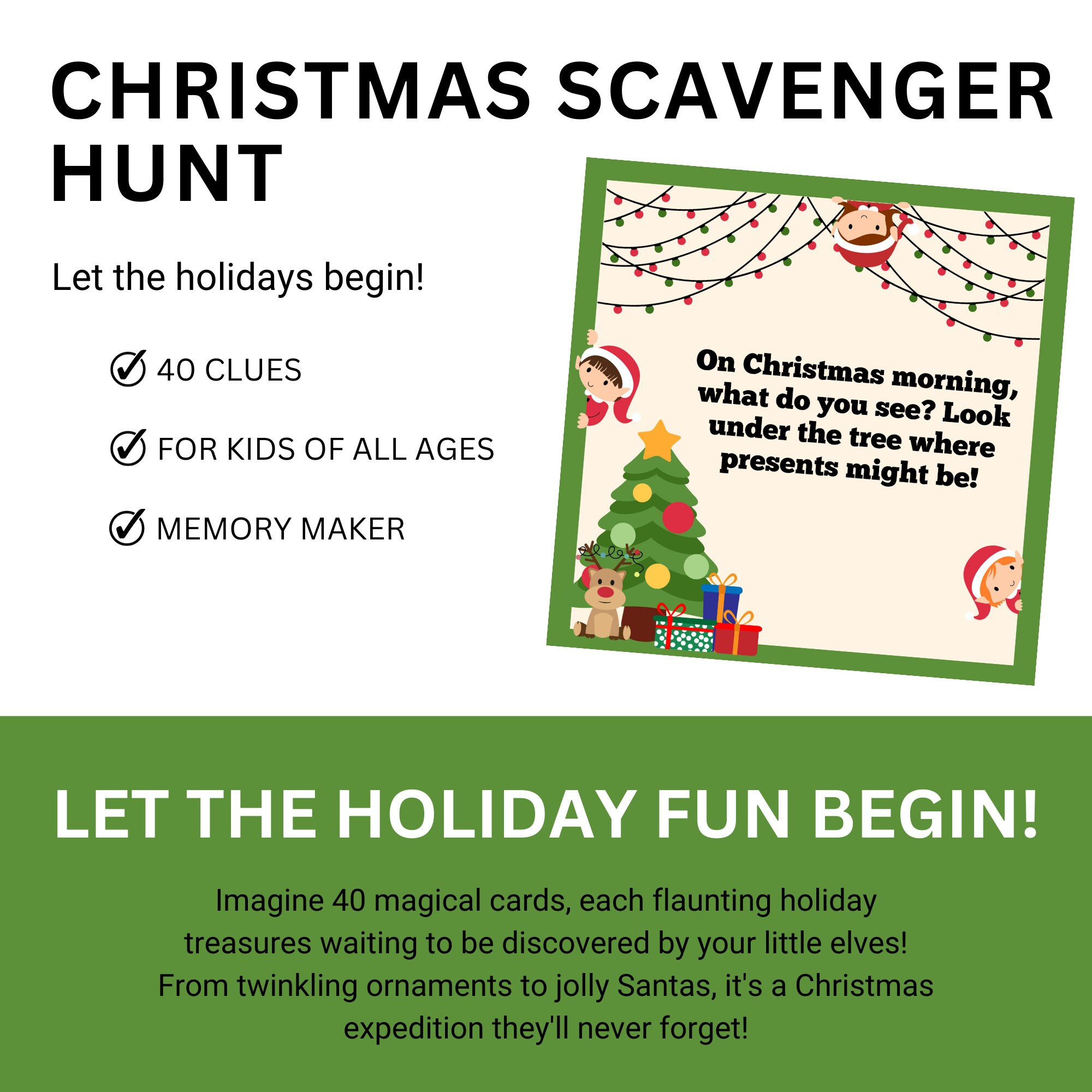 Printable Christmas Scavenger Hunt Christmas Game Kids - Etsy