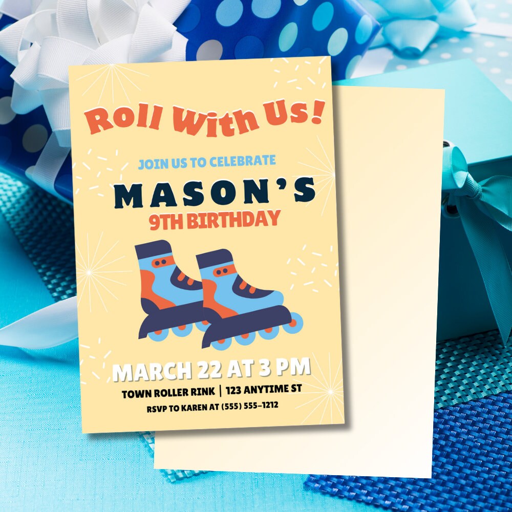 Roller Skating Birthday Party Editable Invitation Template, Roller ...