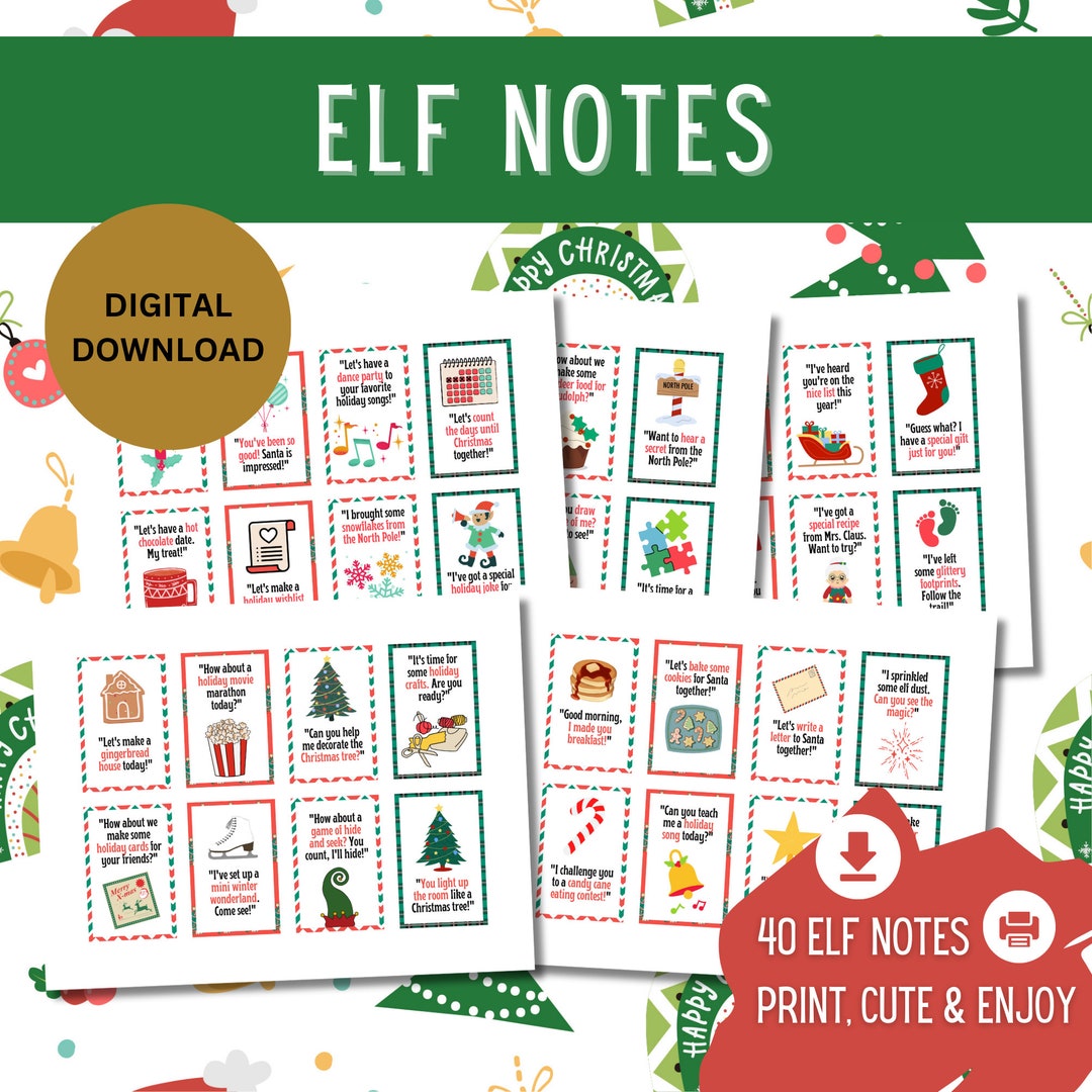 Printable Christmas Christmas Elf Notes Elf Notes Indoor - Etsy