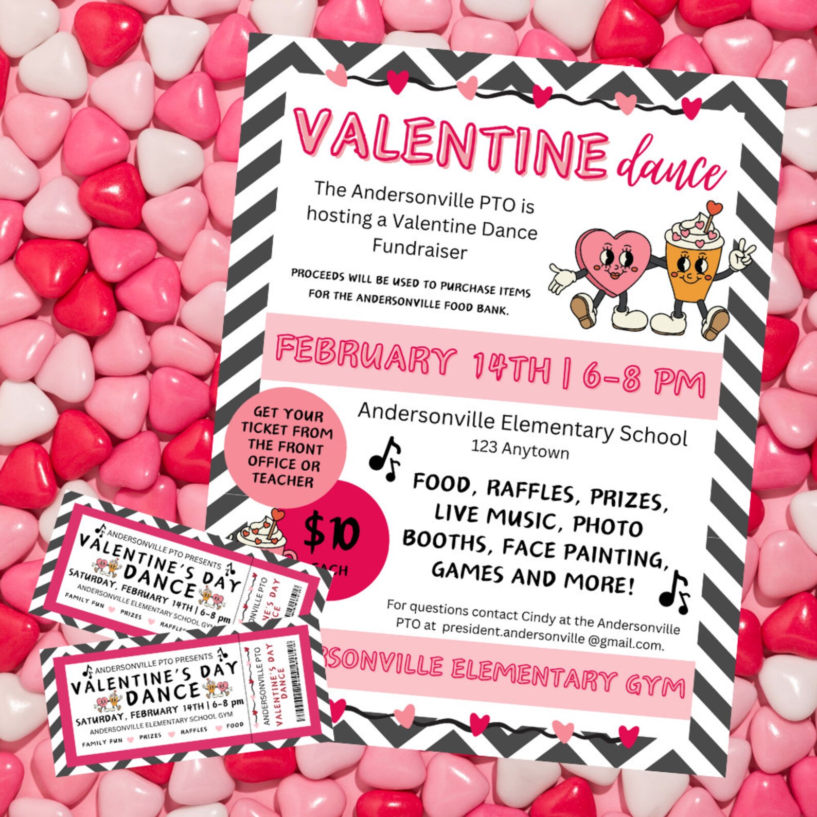 Valentine's Day Dance Flyer Editable Template, Valentines School Dance ...