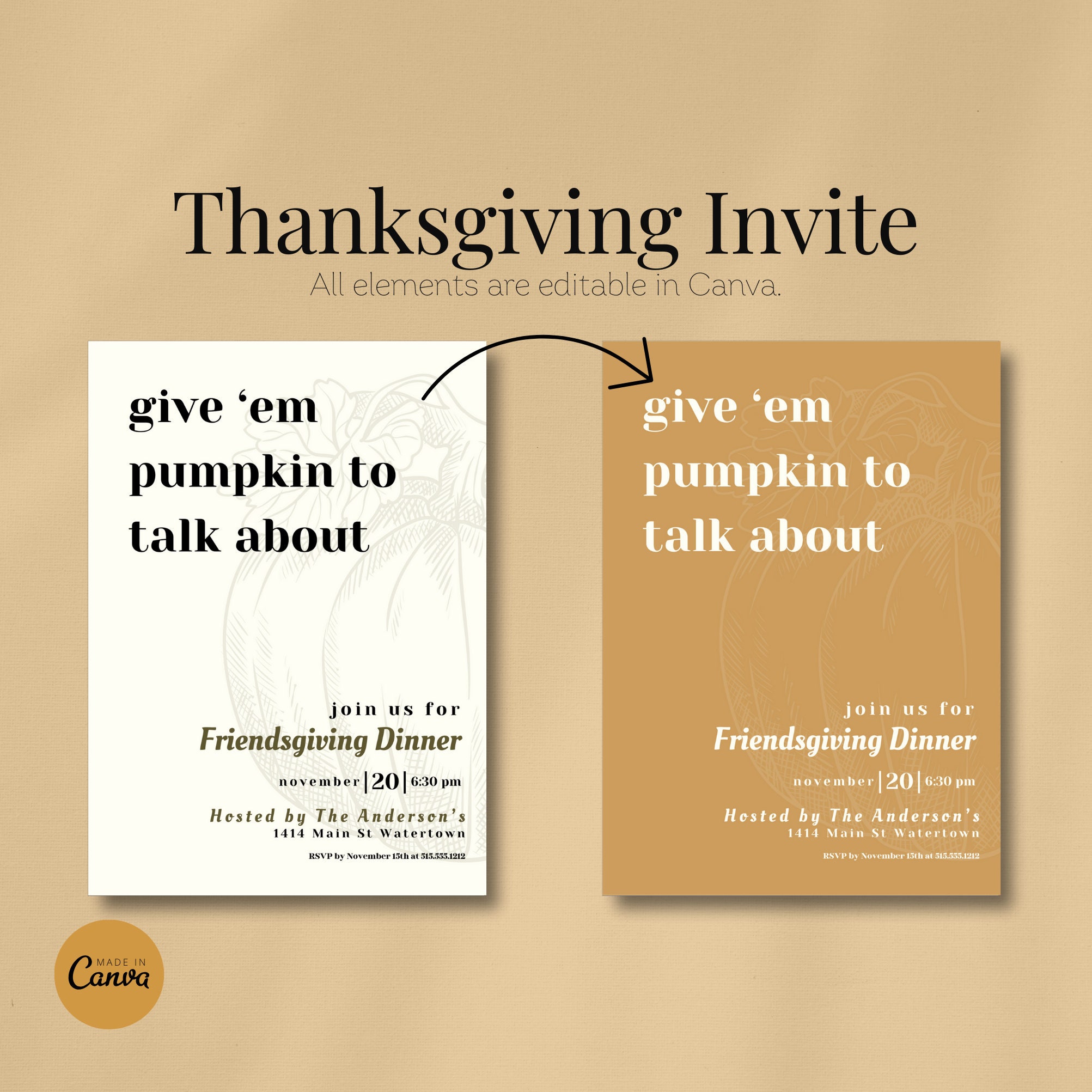 Editable Friendsgiving Invitation Template Thanksgiving - Etsy