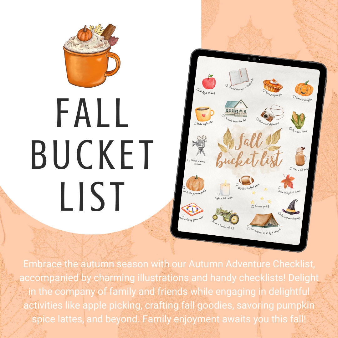 Fall Family Bucket List Printable Fall Checklist - Etsy