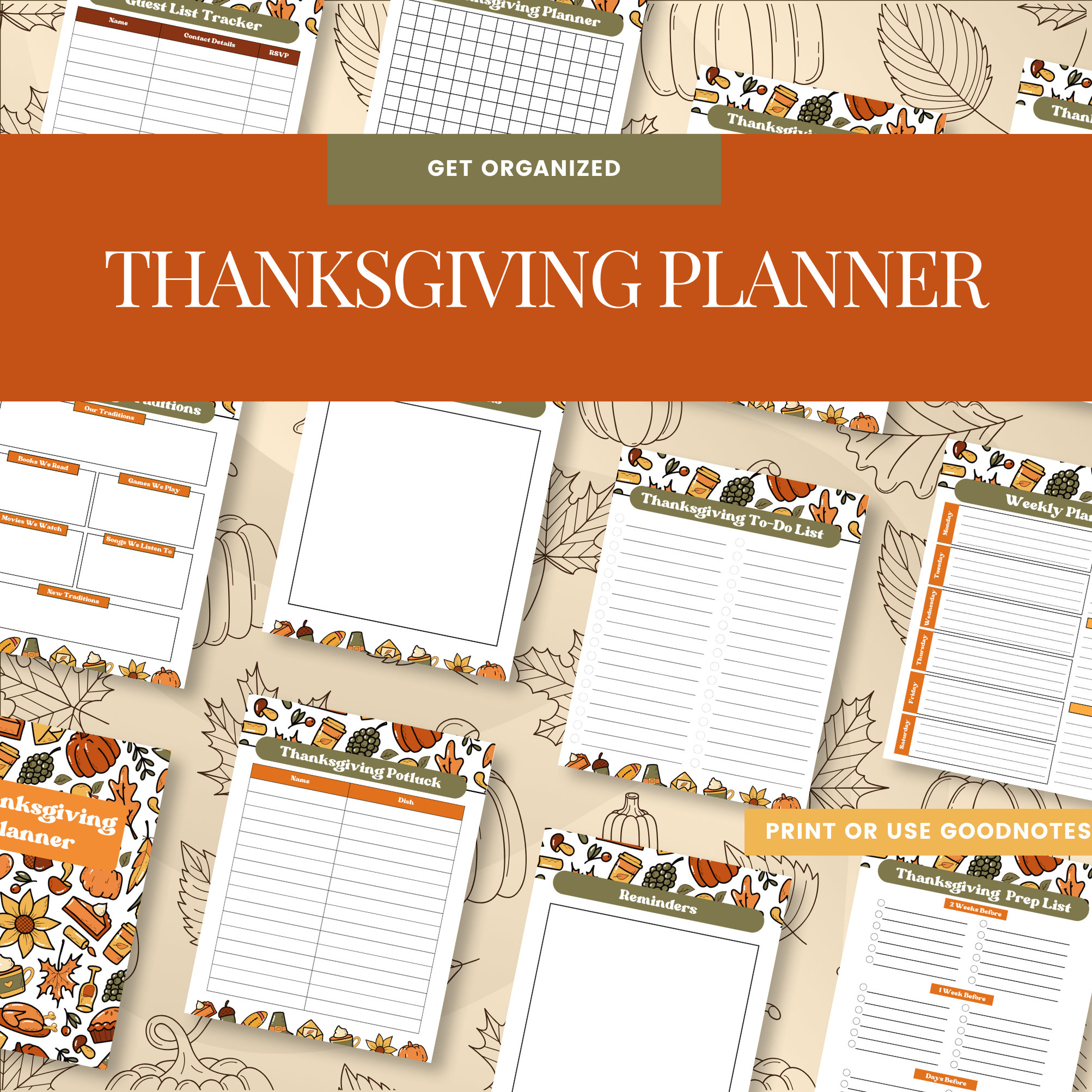 Thanksgiving Printable Planner Printable Holiday Fall - Etsy