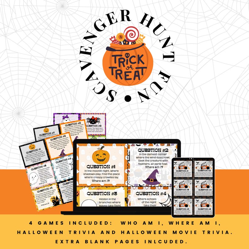 Printable Halloween Scavenger Hunt Outdoor and Indoor, Halloween ...