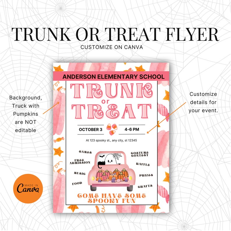 Editable PTO Trunk or Treat Flyer Halloween Trunk or Treat - Etsy