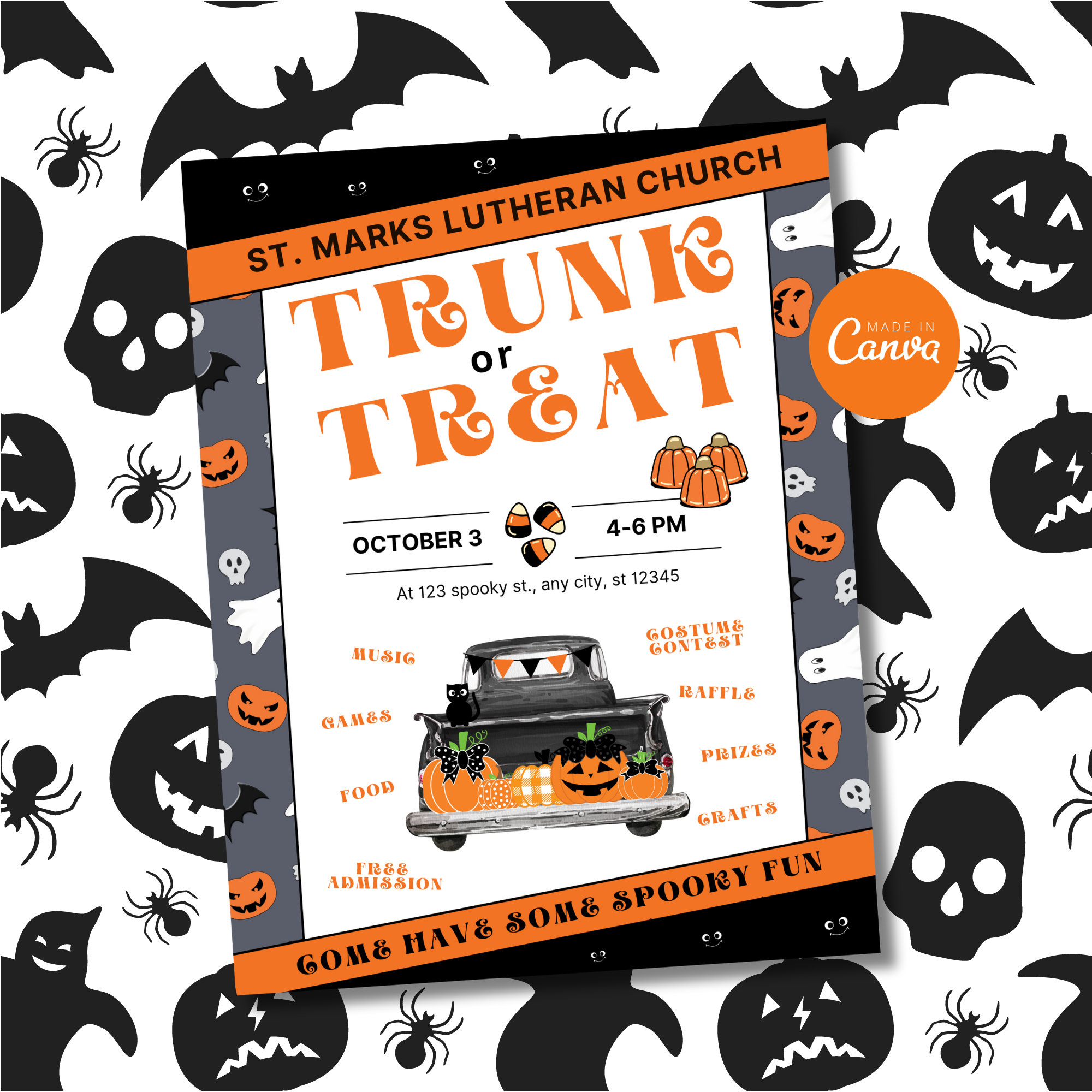 Printable Halloween Trunk or Treat Invitation, Template Halloween Party ...