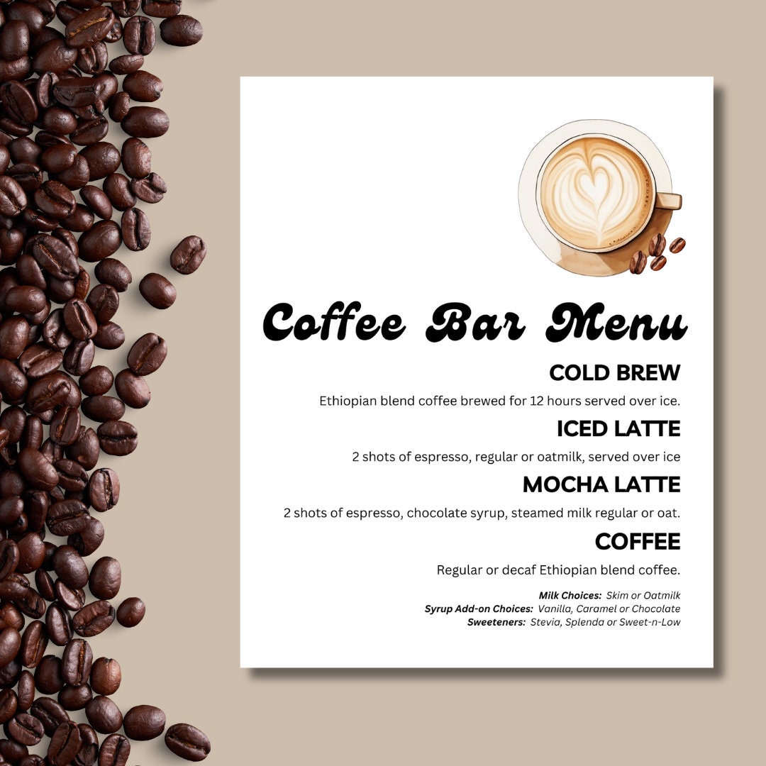 Coffee Bar Sign, Wedding Signage, Love is Brewing Coffee Menu Sign ...