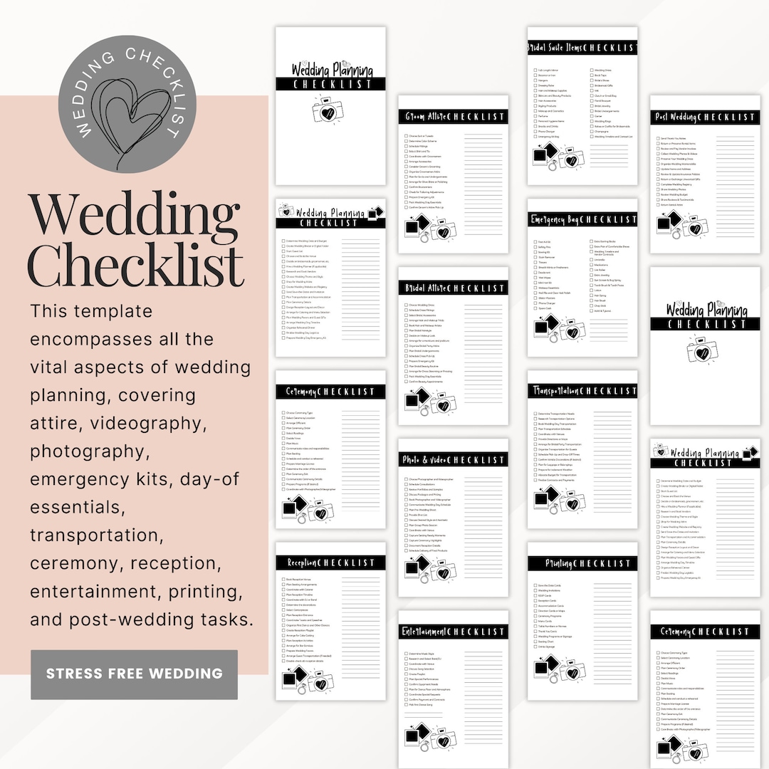 Wedding Planning Checklist, Wedding Day Checklist, Printable Wedding ...