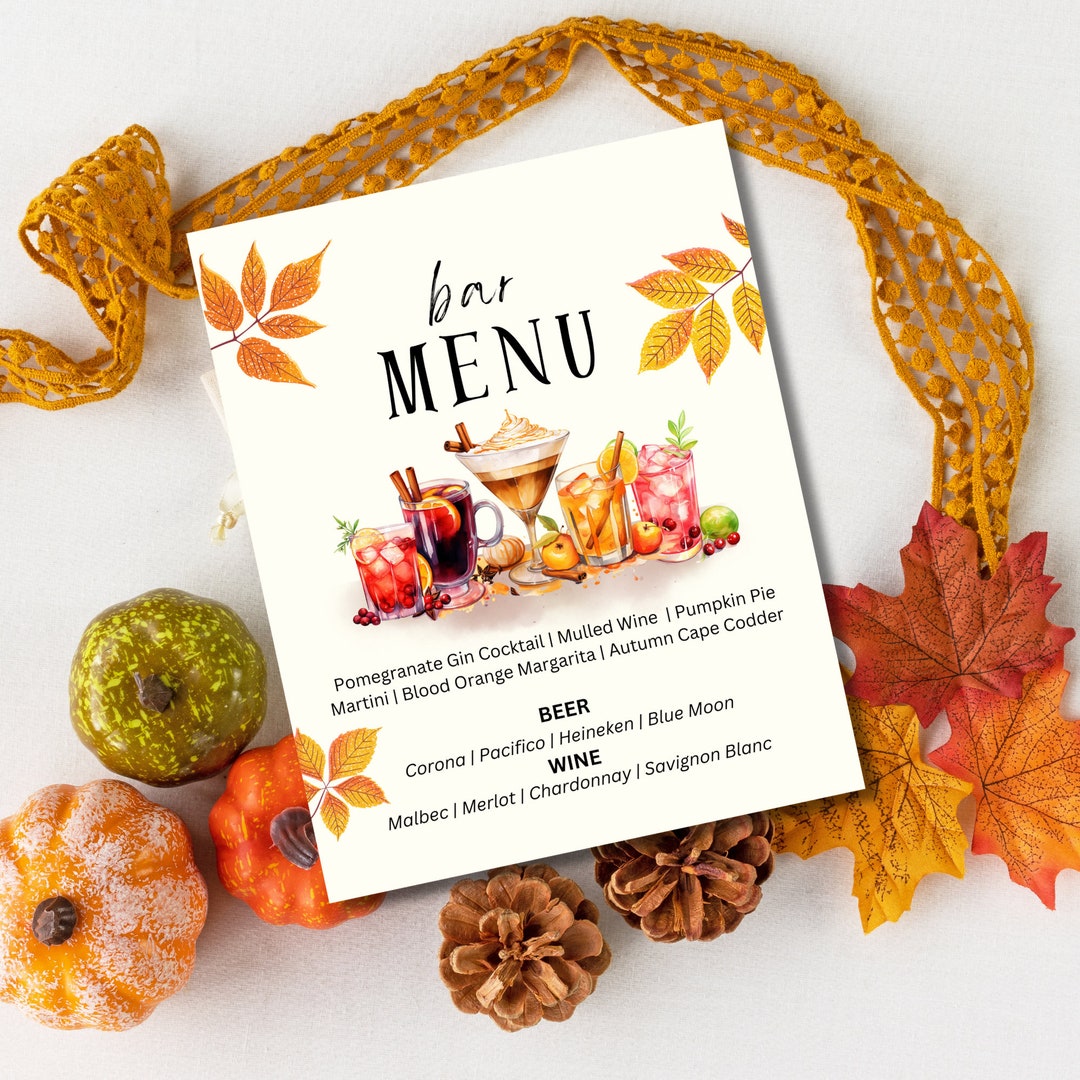 Editable Fall Signature Drinks Sign Autumn Signature - Etsy