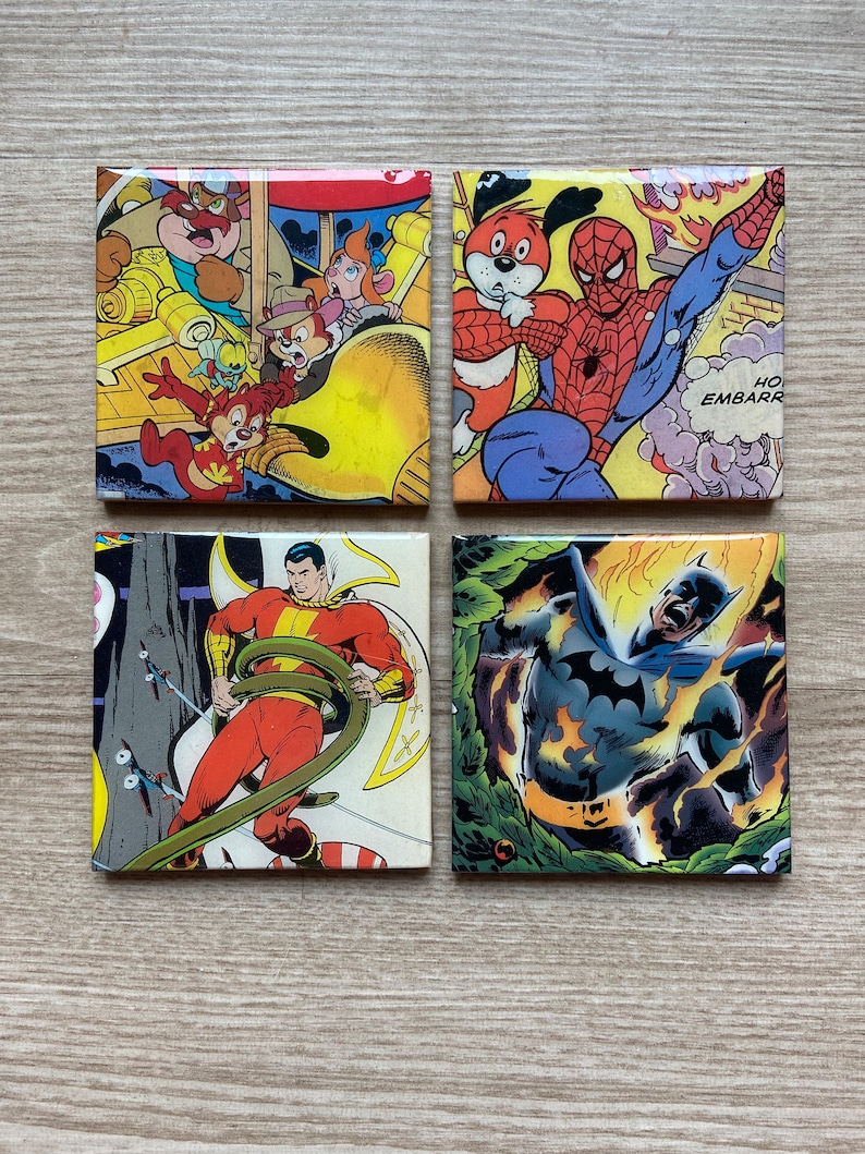 Superhero Comic Book Coasters - Vintage Wooden Comic Book Art ...