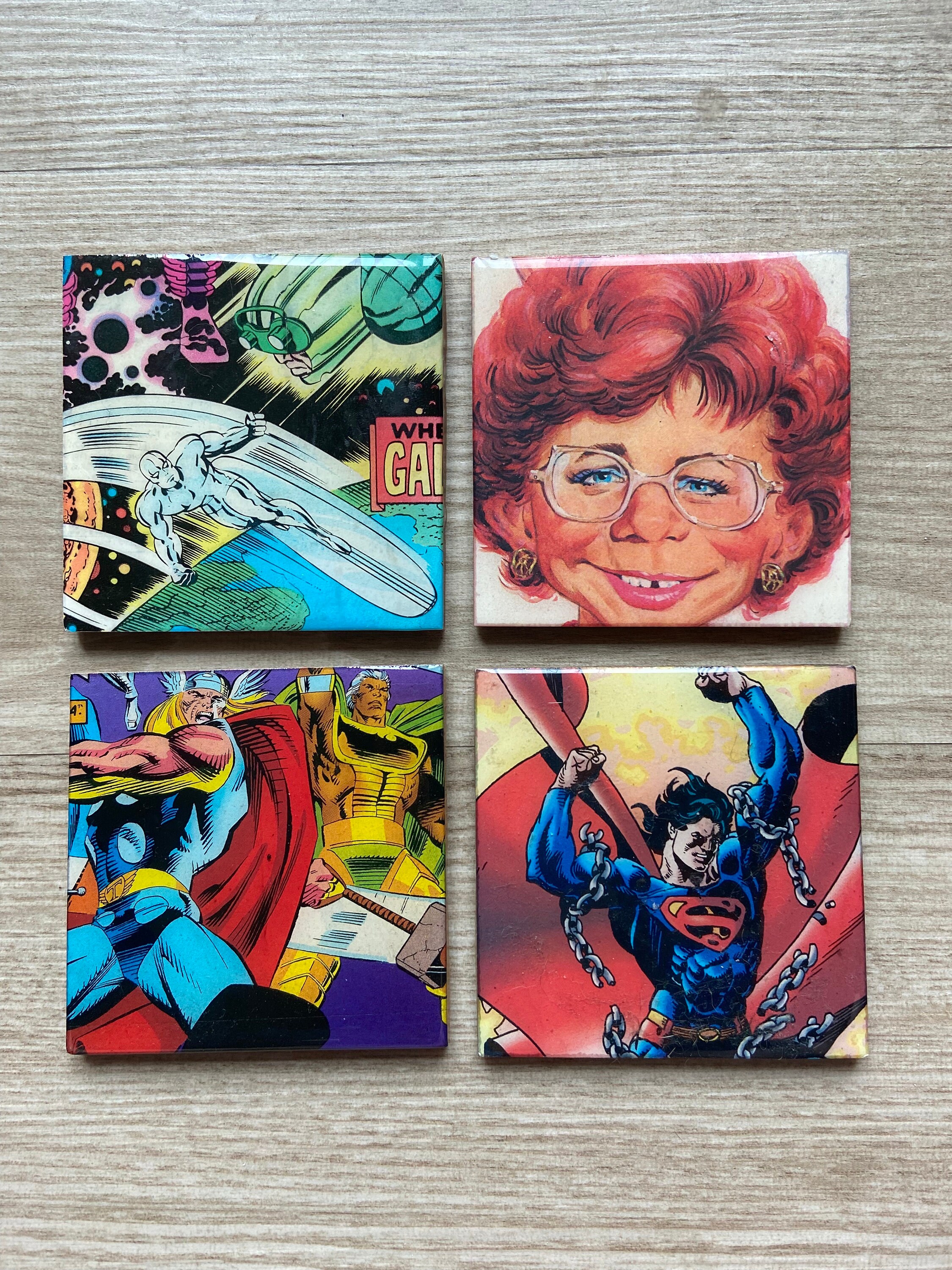 Superhero Comic Book Coasters Vintage Wooden Comic Book Art ...