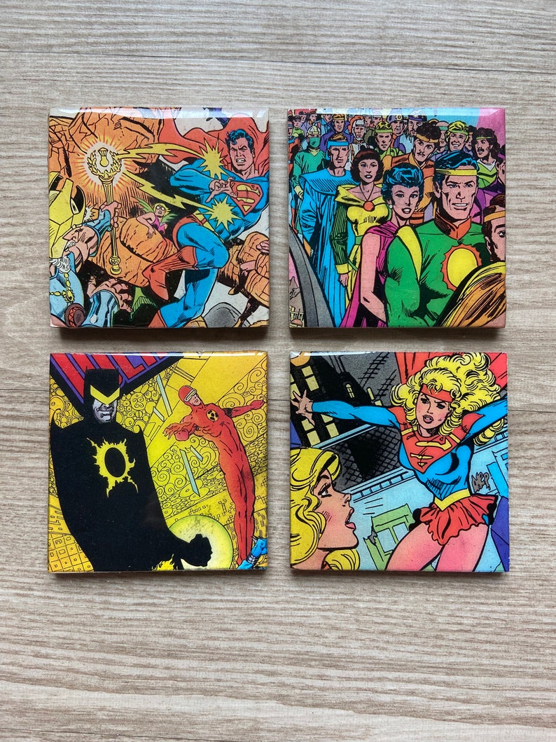 Superhero Comic Book Coasters - Vintage Wooden Comic Book Art ...