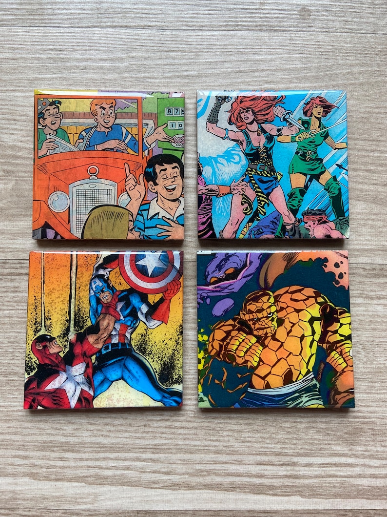 Superhero Comic Book Coasters - Vintage Wooden Comic Book Art ...