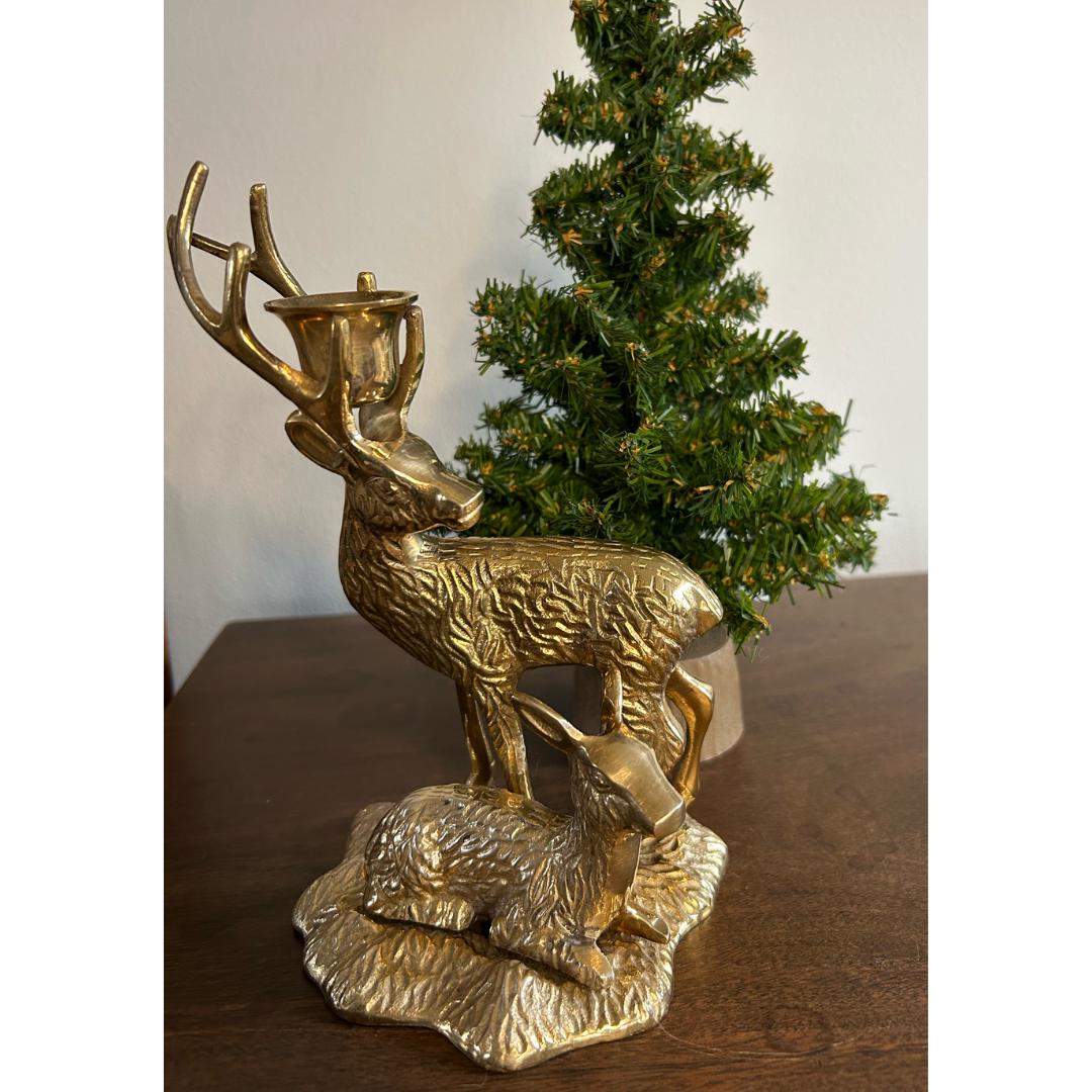 Brass Stag and Doe Candle Holder Very Cool - Etsy