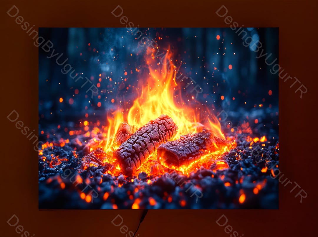Fire Wall Art, Fire Print Canvas, Flame, Fire, Embers, Wall Art Fire ...