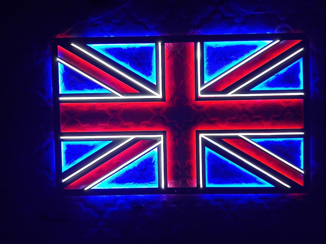 United Kingdom Flag, Neon Led Steel Metal UK Flag, United Kingdom ...