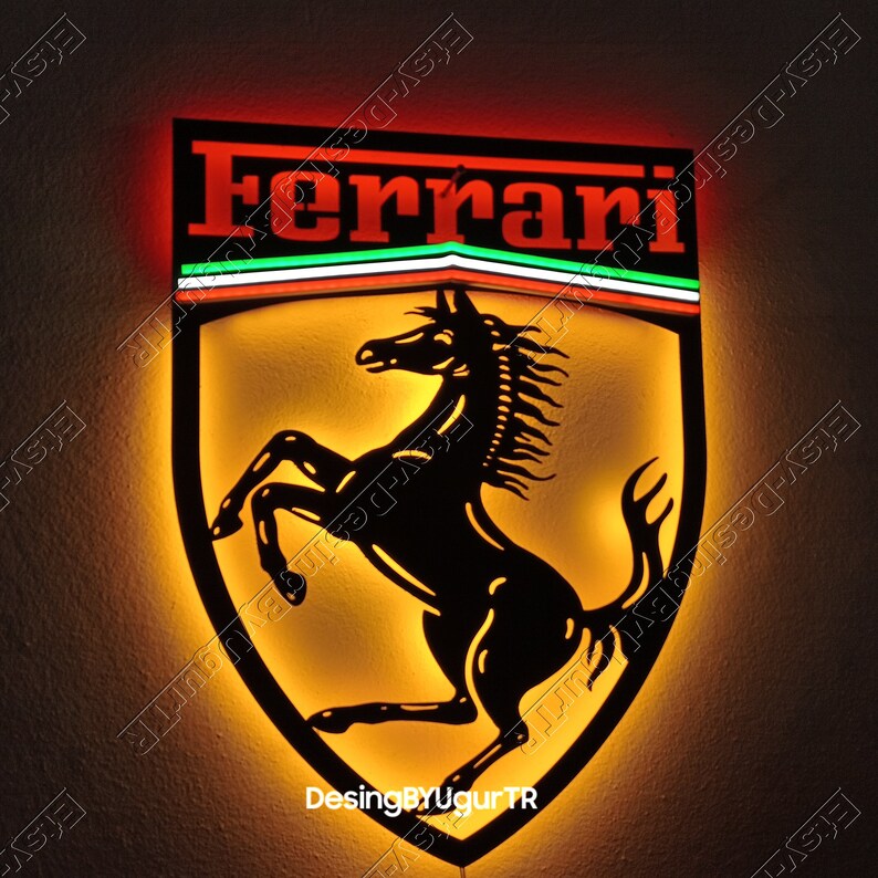 Ferrari, Neon Desing Metal Led, Led Decor, Ferrari Steel Decor ...