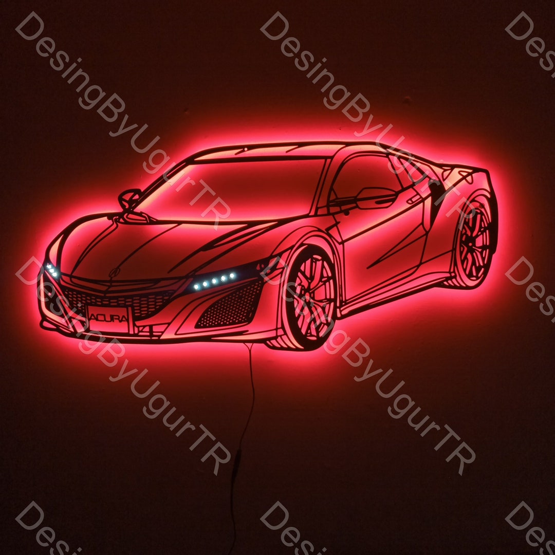 Car Decor, Car Silhouette, Honda, Acura Silhouette, Red Car, Red Led ...