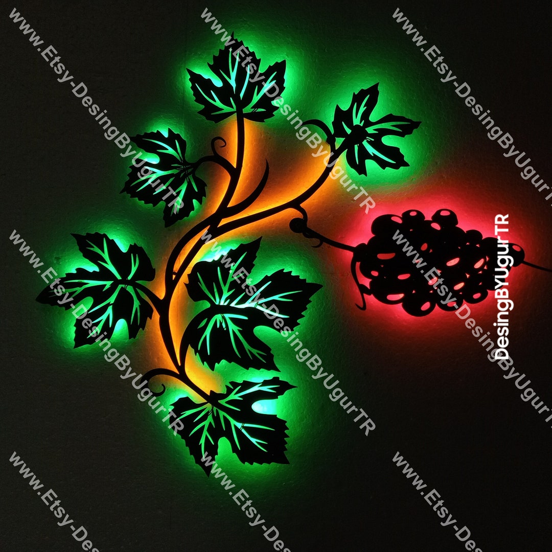 Vineyard, Led Steel Bond, Metal Grape, Green Leaf, Desing Bond, Red ...