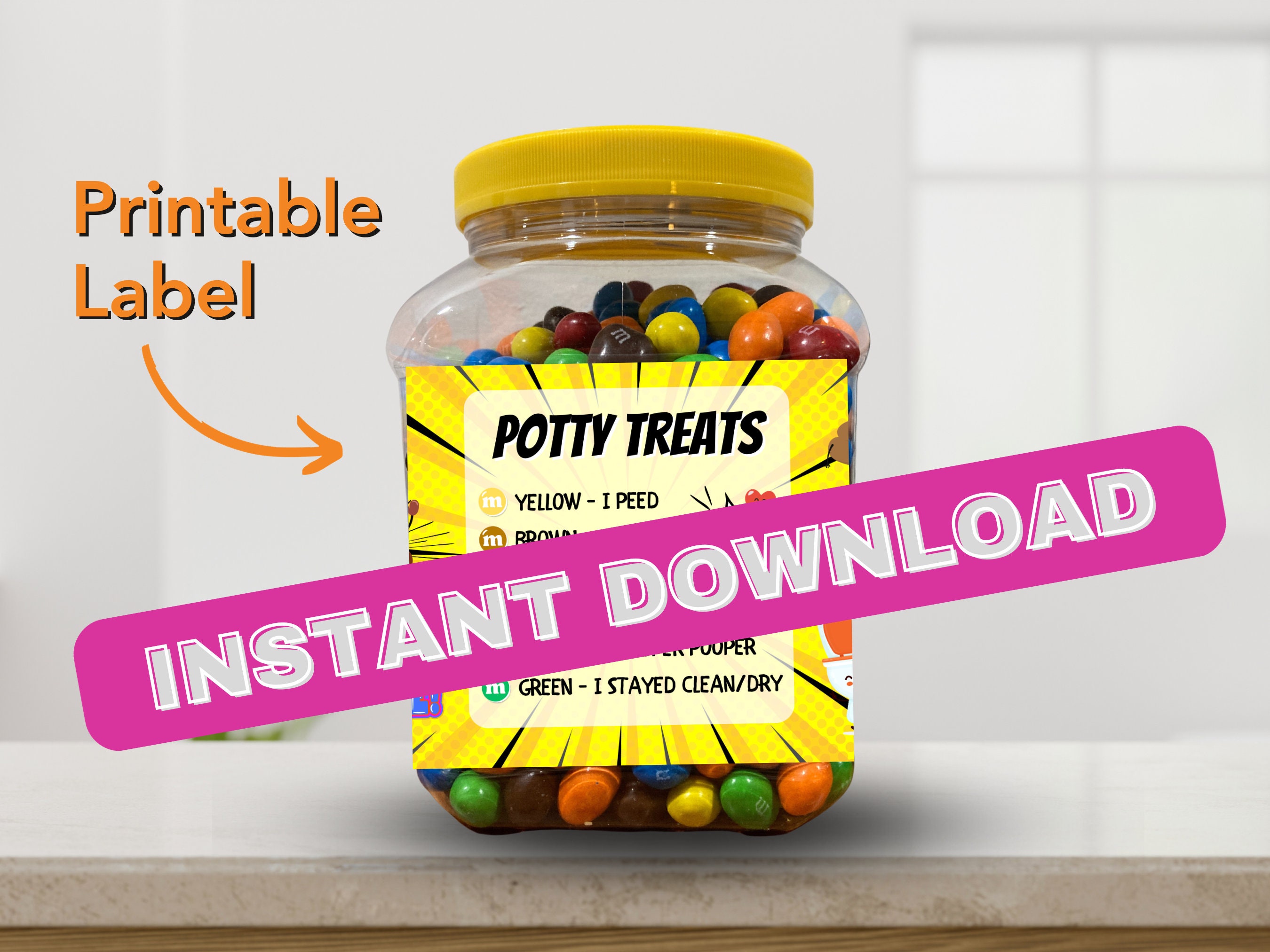 Toilet Training Treat Jar Potty Training Rewards Potty Treats Printable ...