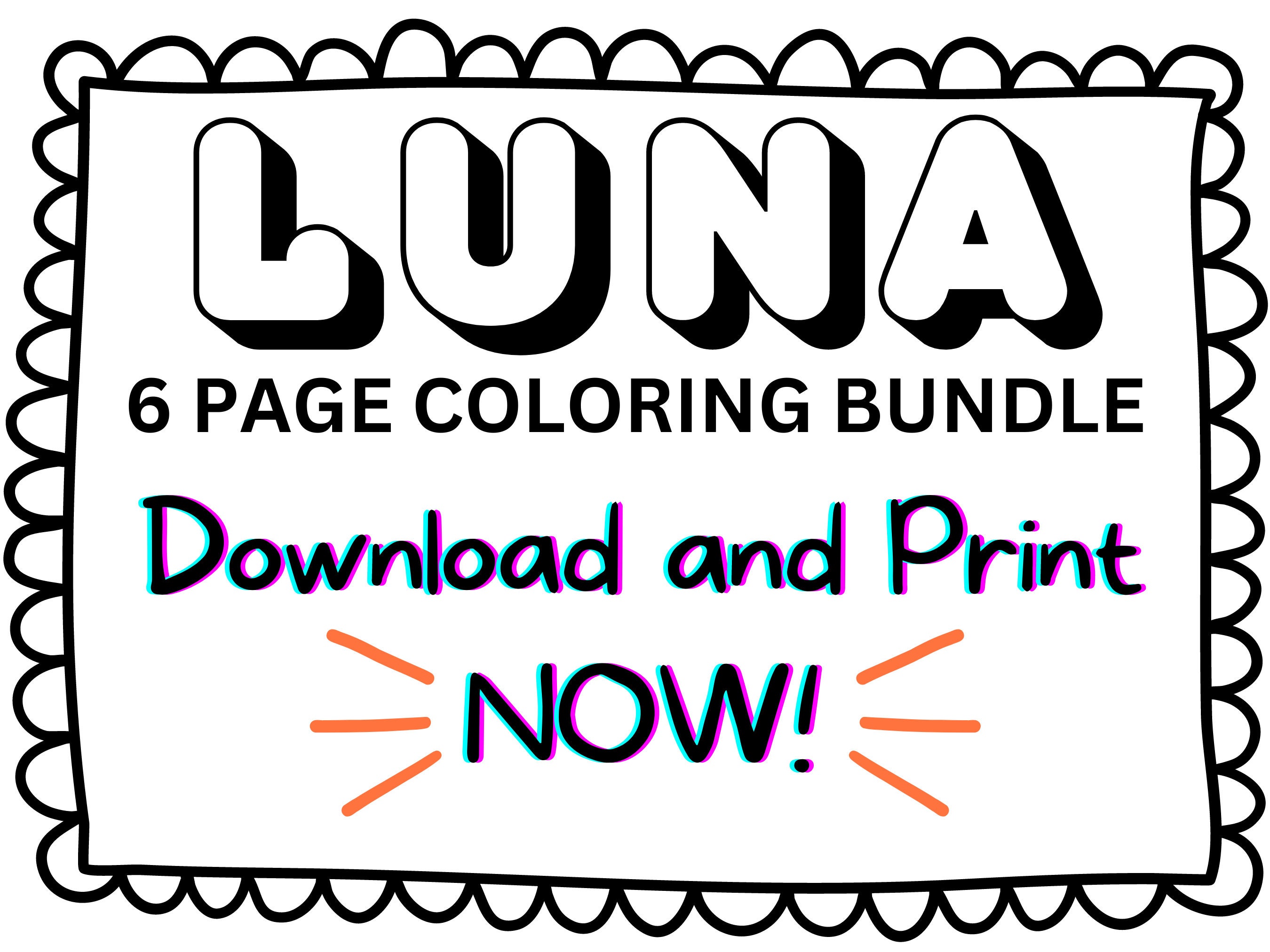 Luna Coloring Page Printable Name Coloring Page, Custom Coloring ...