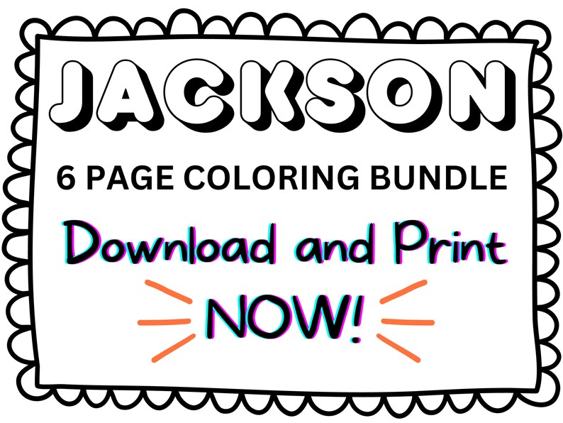 Jackson Coloring Page Printable Name Coloring Page, Custom Coloring ...