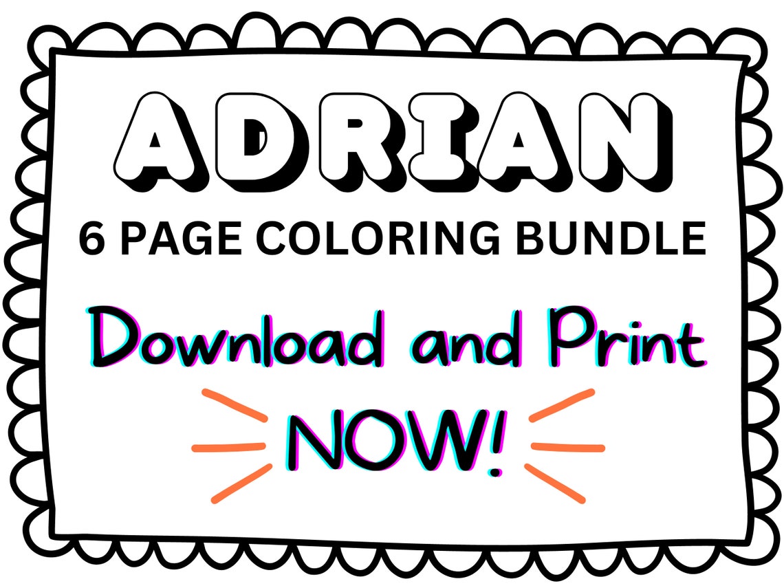 Adrian Coloring Page Printable Name Coloring Page Custom - Etsy
