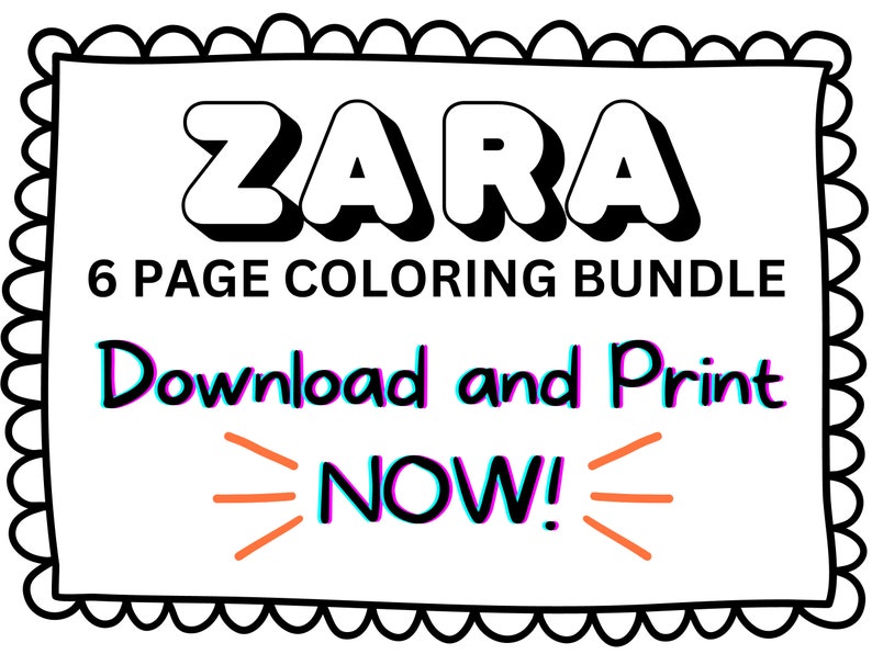 Zara Coloring Page Printable Name Coloring Page, Custom Coloring ...