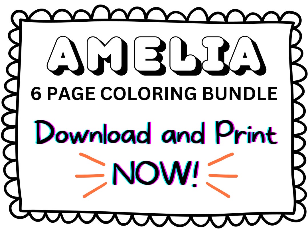 Amelia Coloring Page Printable Name Coloring Page Custom - Etsy Australia