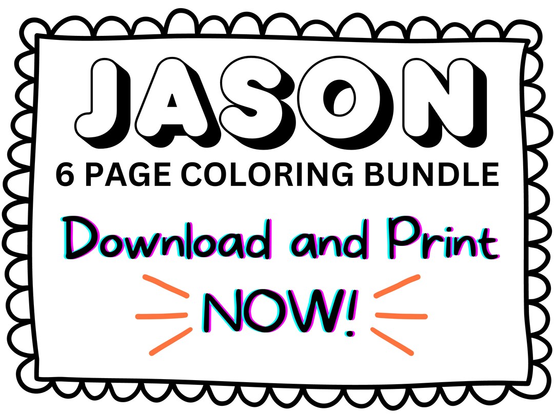 Jason Coloring Page Printable Name Coloring Page Custom - Etsy