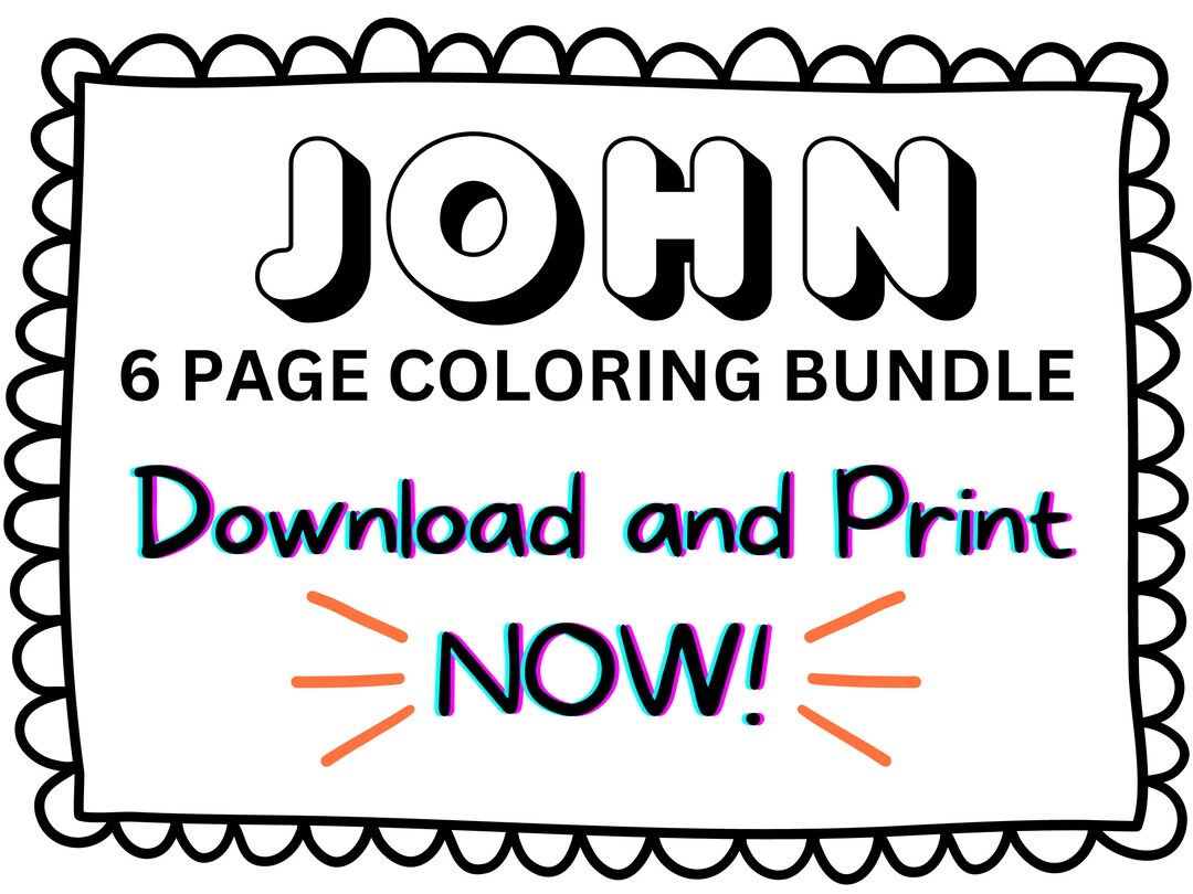 John Coloring Page Printable Name Coloring Page, Custom Coloring ...